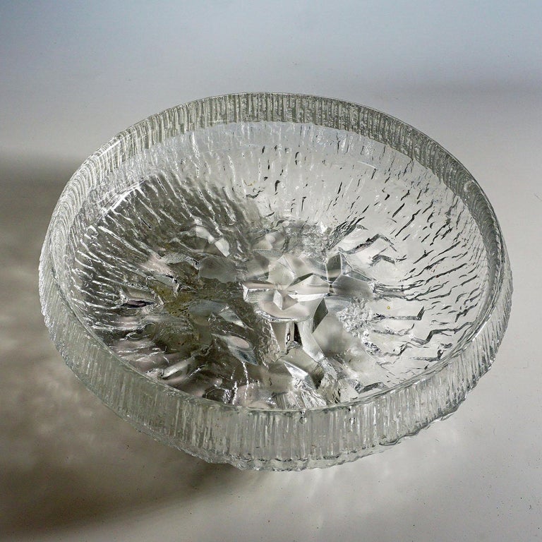Large Ice Glass Bowl "Lunaria" by Tapio Wirkkala for Iittala, 1972 For ...