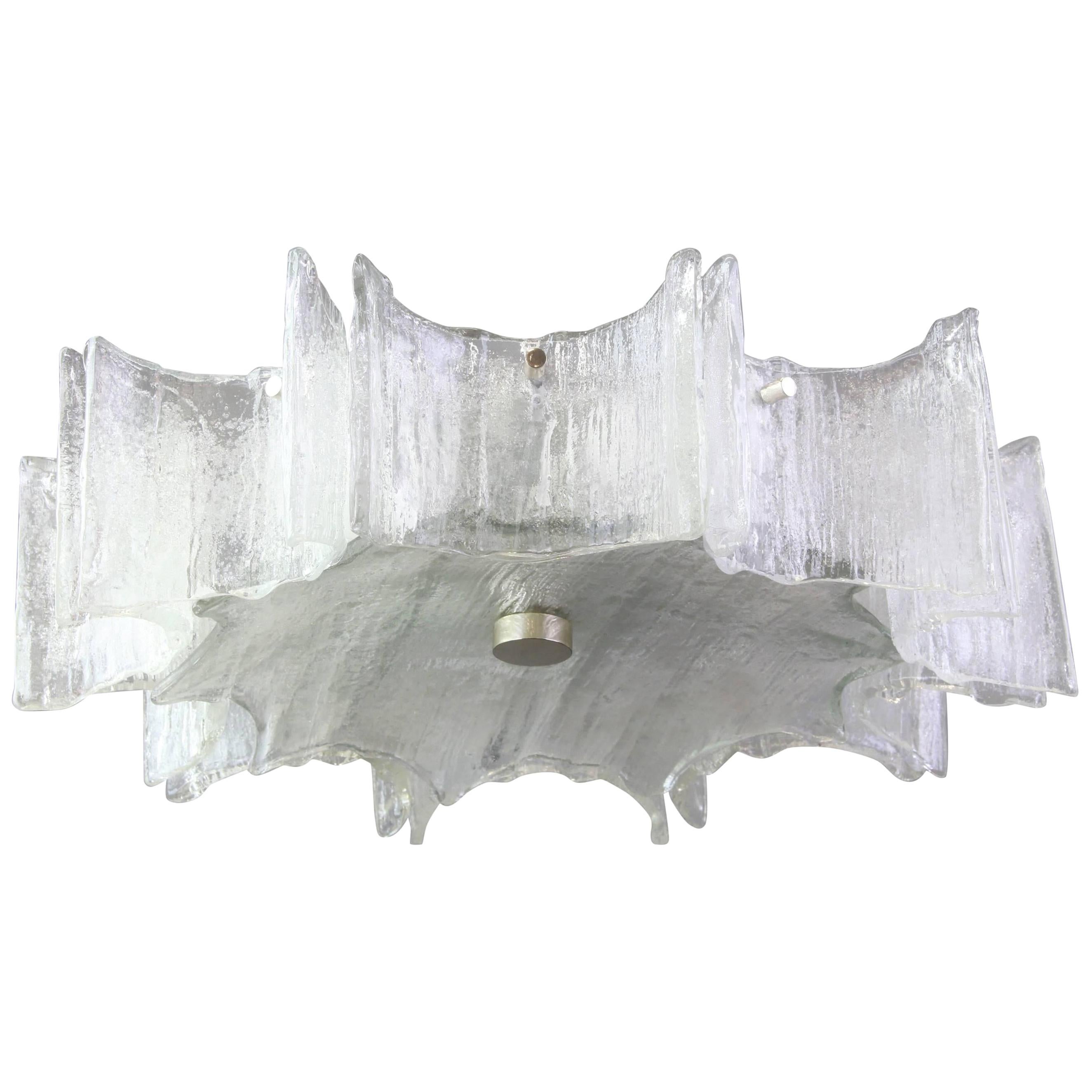 1 of 2 Large Murano Glass Flush Mount Fixture by Kaiser, Germany, 1960s ...
