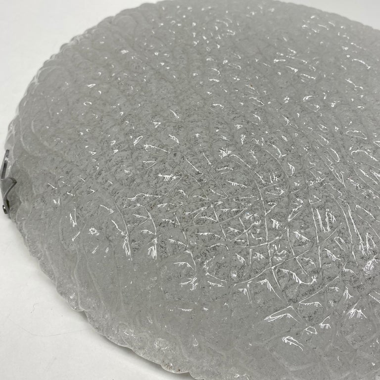 Large Ice Glass Pattern Textured Murano Flush Mount, Midcentury, 1970s ...