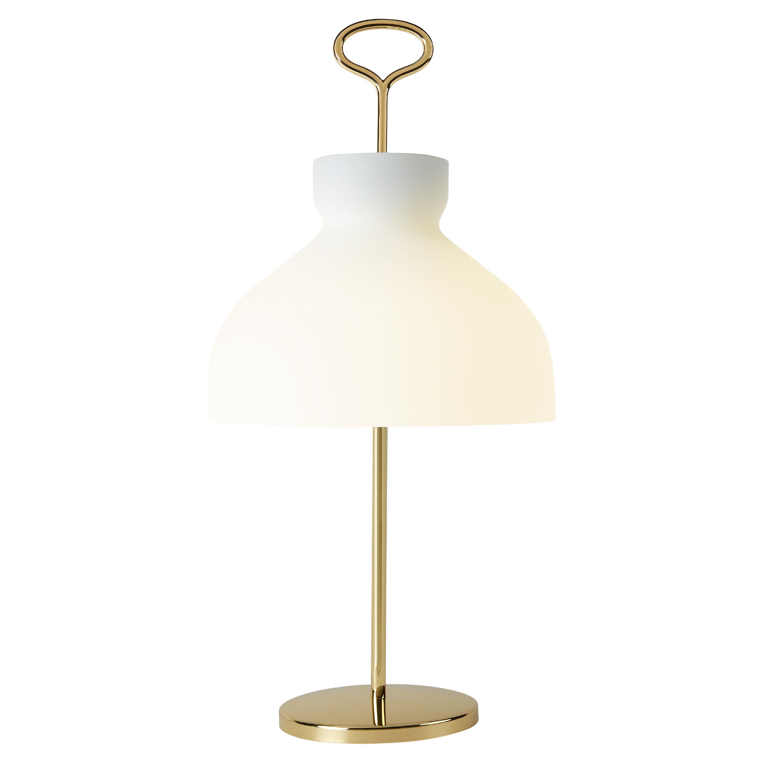 Tato Italia 'Vox' Table Lamp in White Carrara Marble and Satin Brass ...