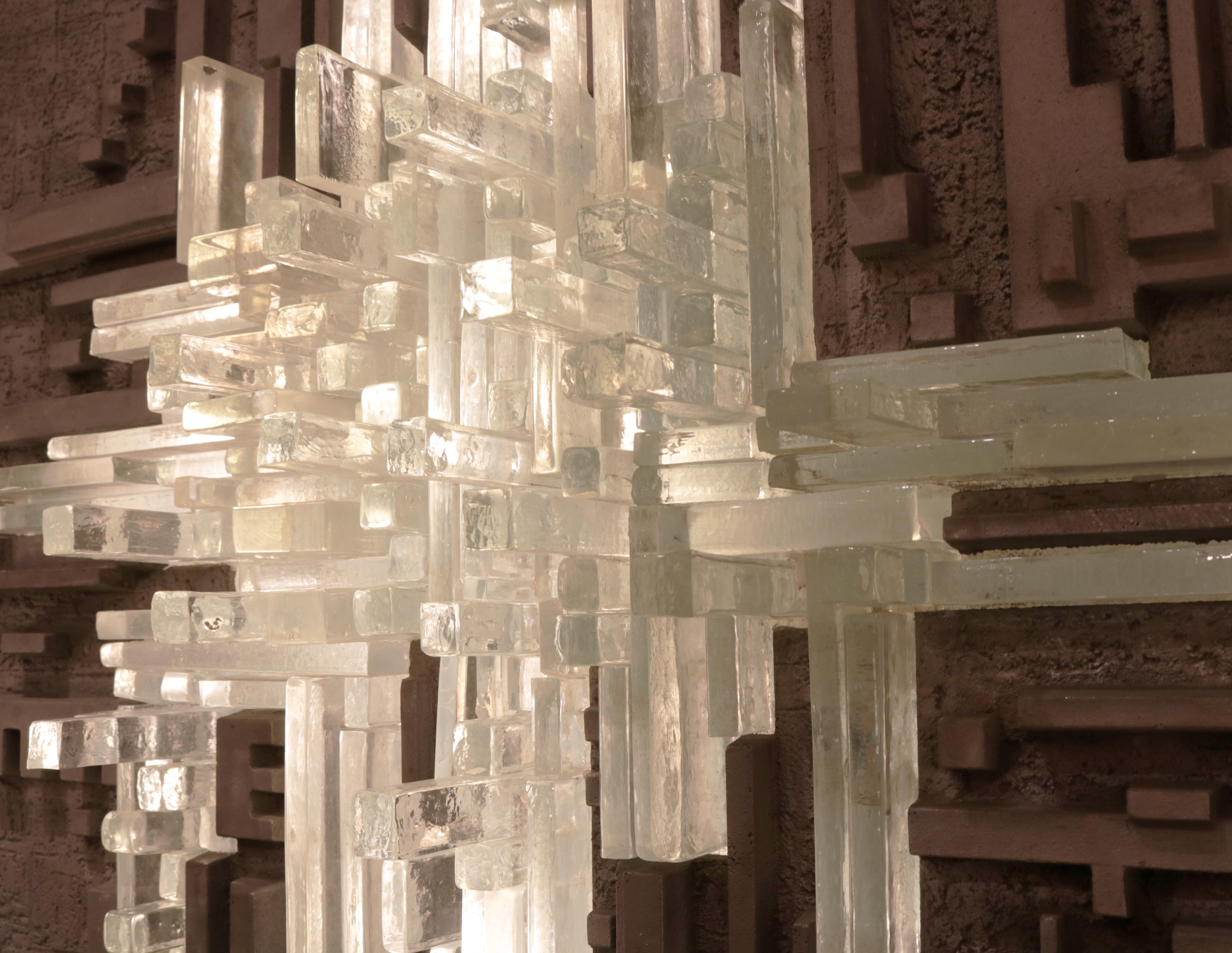 Large Illuminated Modernist Wall Sculpture For Sale at 1stDibs
