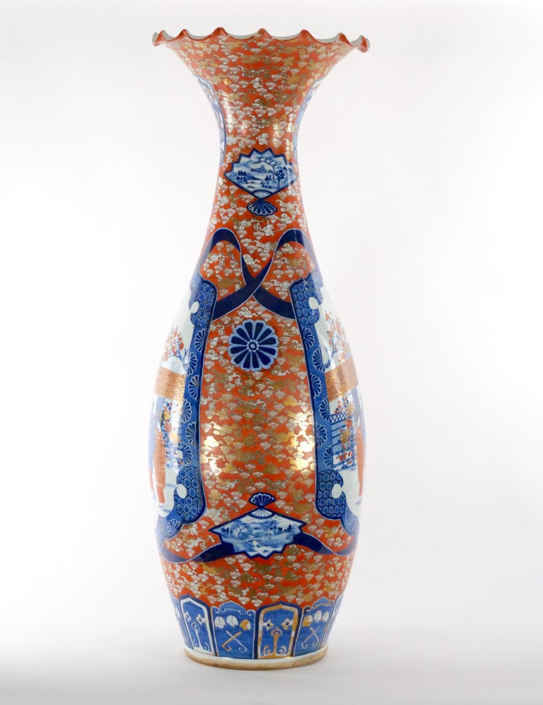 Large Imari Porcelain Flori-form Trumpet Decorative Floor Vase For Sale ...