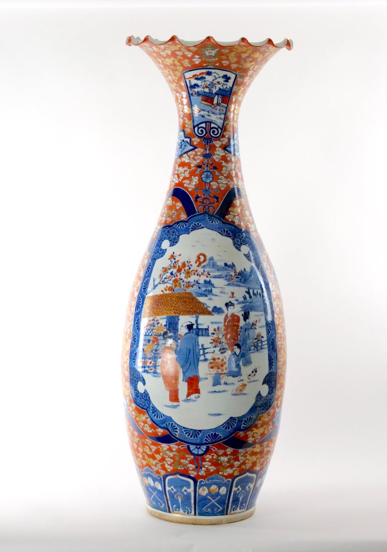 Large Imari Porcelain Flori-form Trumpet Decorative Floor Vase For Sale ...