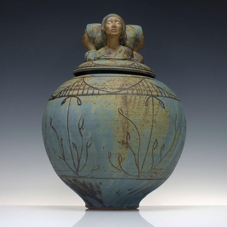 Large Impressive Ceramic Covered Jar by Chris Bramble For Sale at 1stDibs