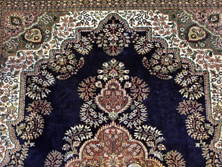 Large Indian Kashmir Silk Area Rug, Sapphire Blue, Green, Brown and ...