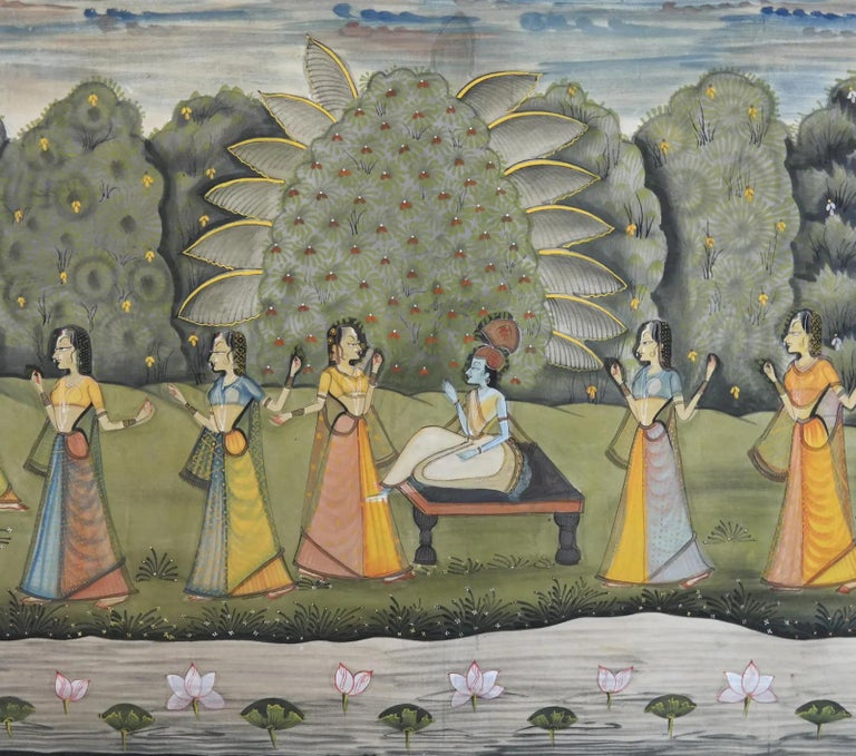 Large Indian Pichhavai Painting, 19th Century For Sale at 1stDibs