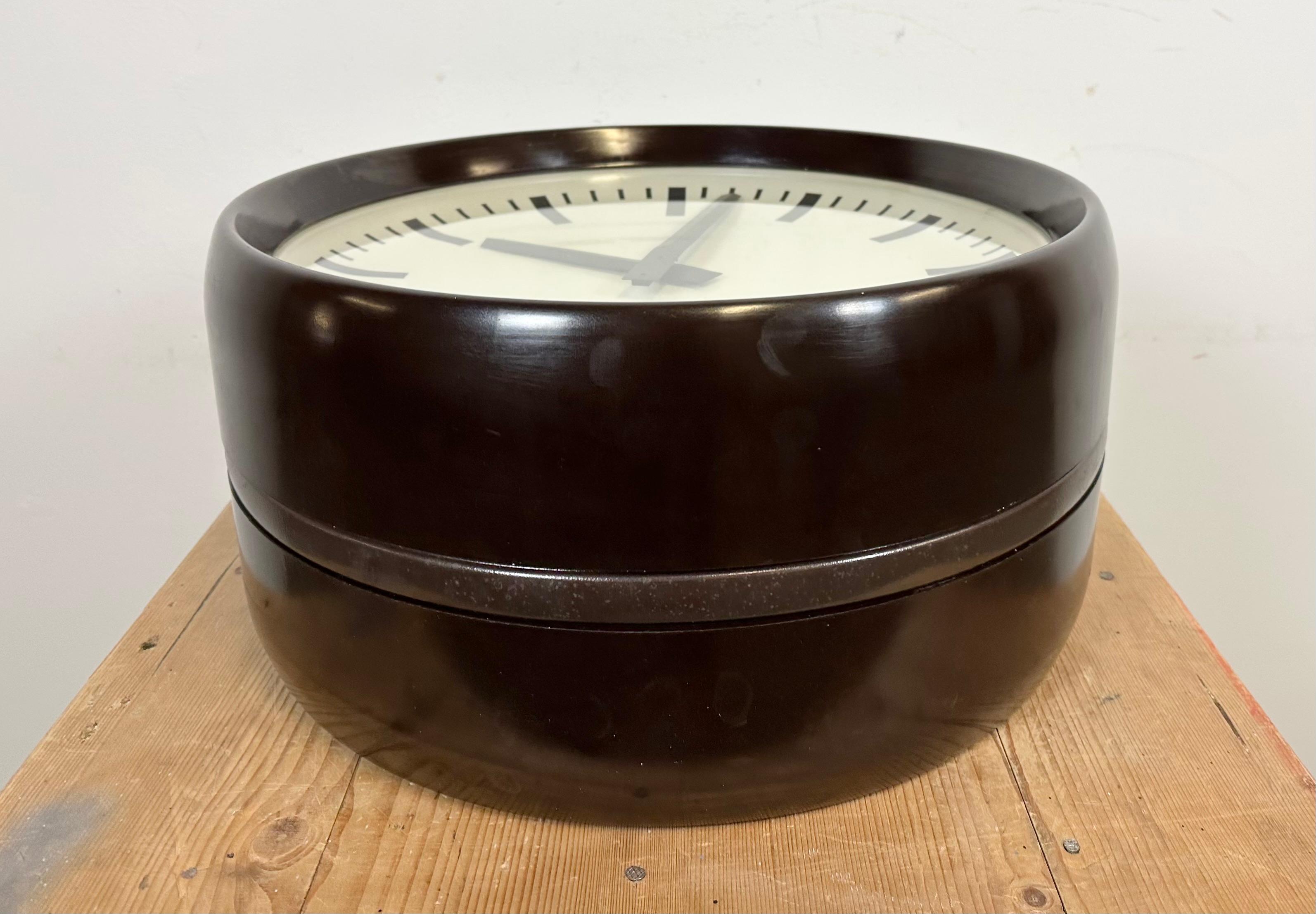 Large Industrial Bakelite Double Sided Factory Clock from Pragotron ...