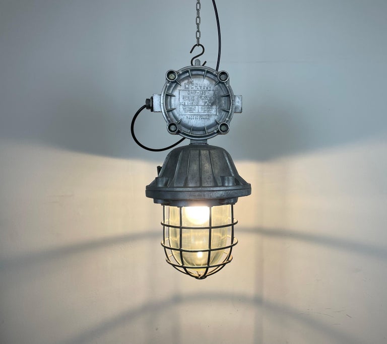 Large Industrial Cast Aluminium Cage Pendant Light, 1970 For Sale at ...