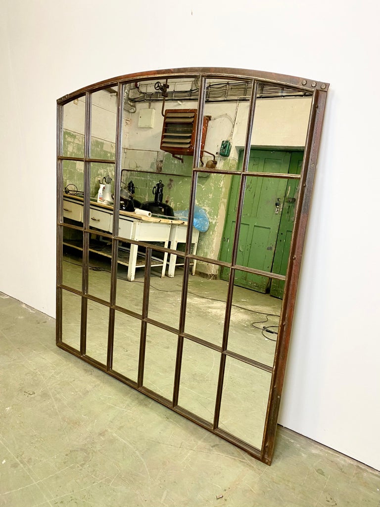 Large Industrial Cast Iron Window with Mirror, 1930s at 1stDibs