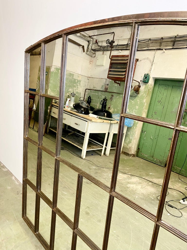 Large Industrial Cast Iron Window with Mirror, 1930s at 1stDibs