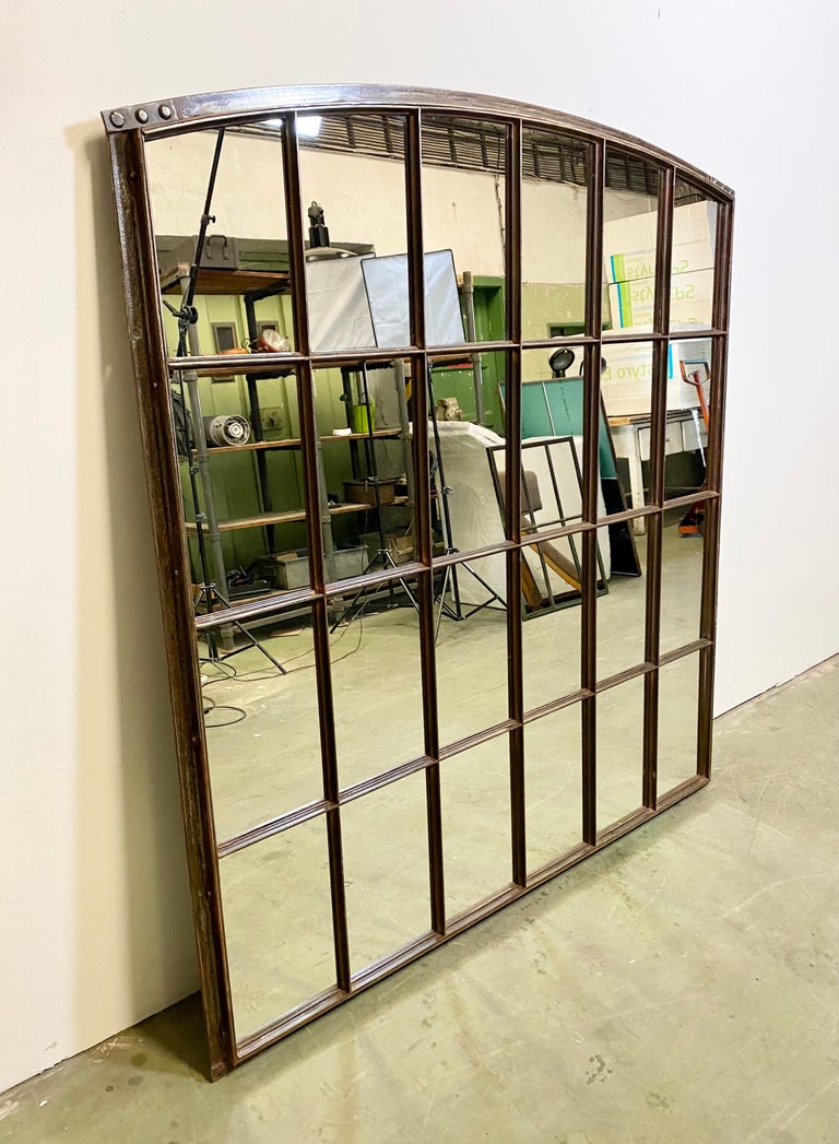 Large Industrial Cast Iron Window with Mirror, 1930s at 1stDibs