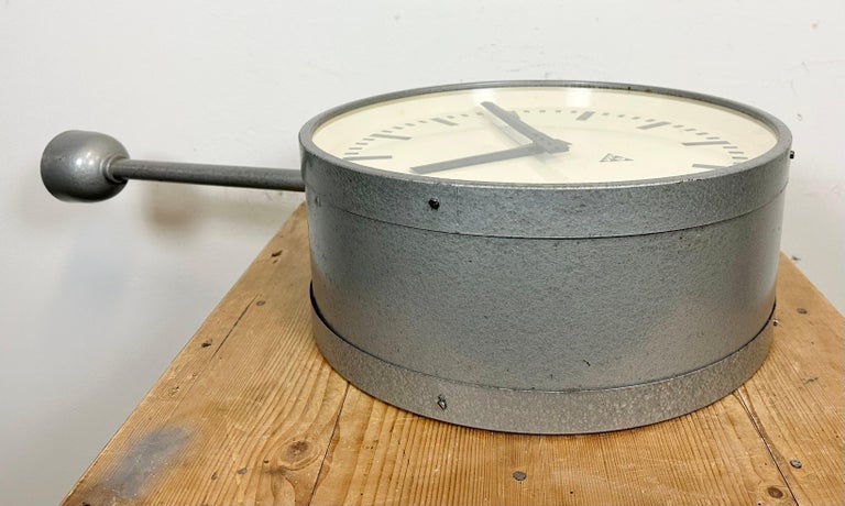 Large Industrial Double Sided Railway or Factory Clock from Pragotron ...