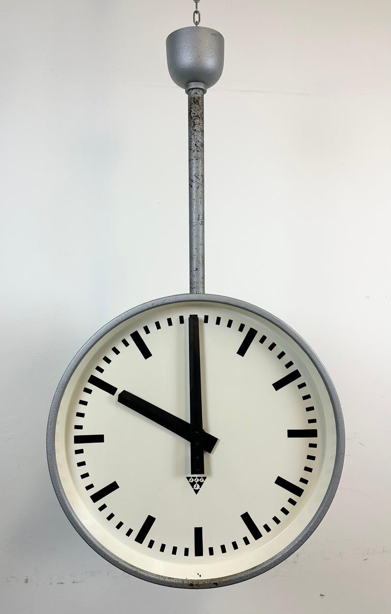 Large Industrial Double Sided Railway or Factory Clock from Pragotron ...