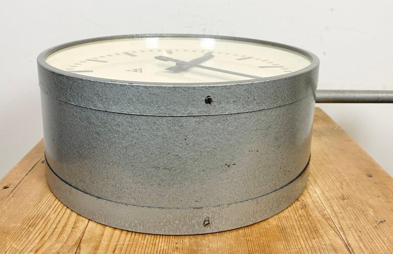 Large Industrial Double Sided Railway or Factory Clock from Pragotron ...