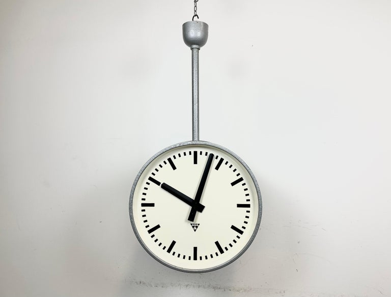 Large Industrial Double Sided Railway or Factory Clock from Pragotron ...