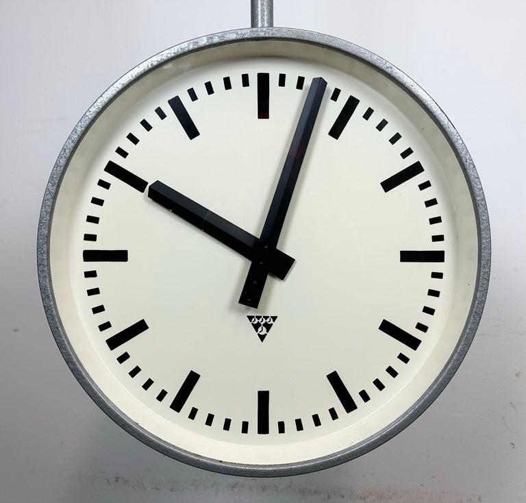 Large Industrial Double Sided Railway or Factory Clock from Pragotron ...