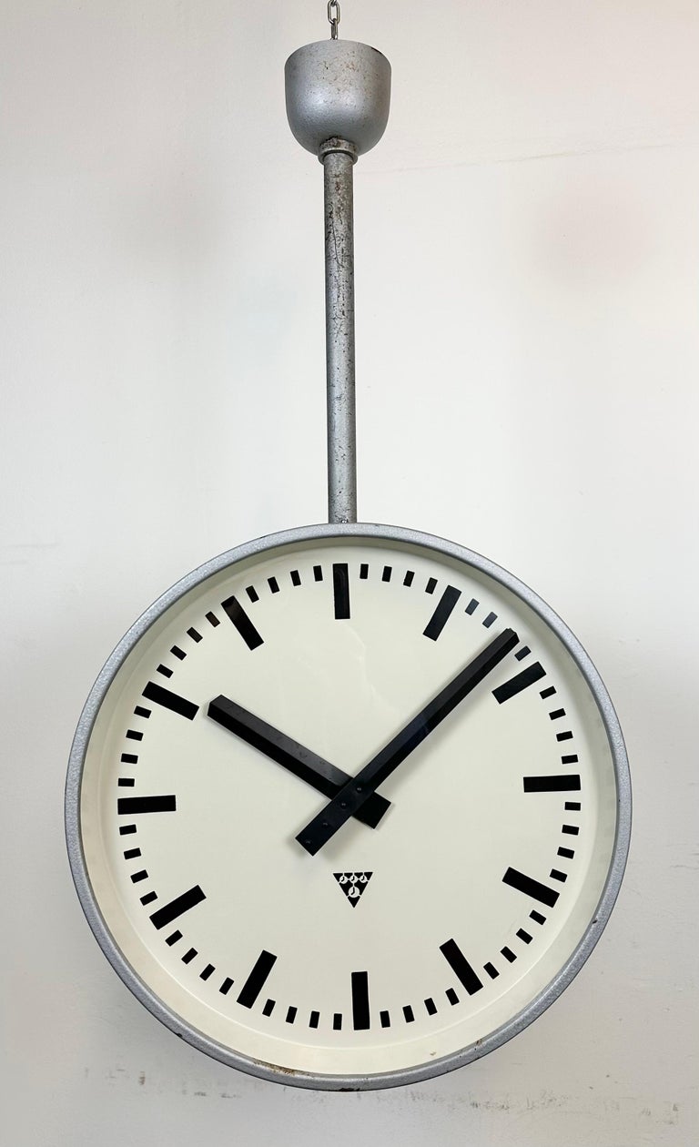 Large Industrial Double Sided Railway or Factory Clock from Pragotron ...