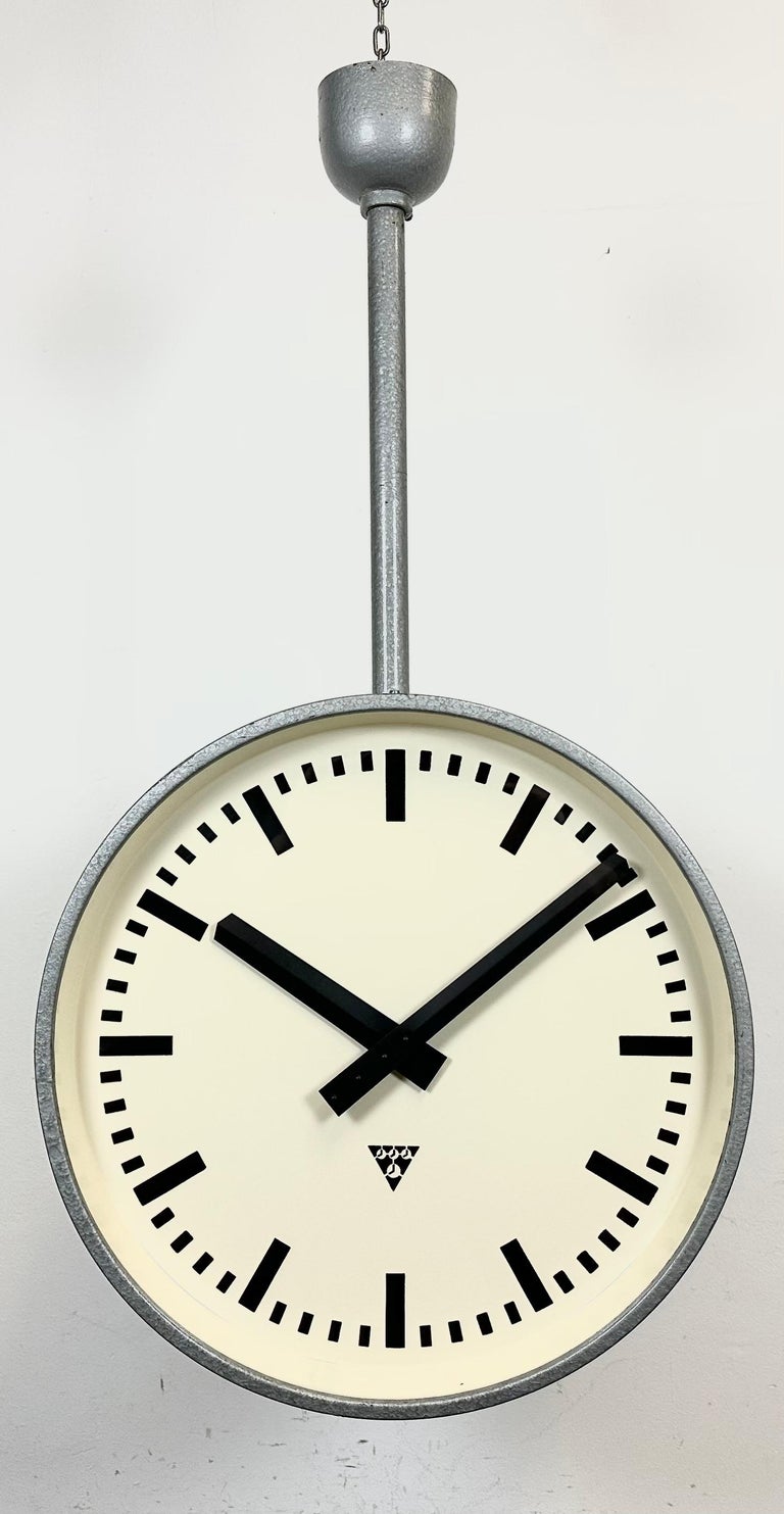 Large Industrial Double Sided Railway or Factory Clock from Pragotron ...