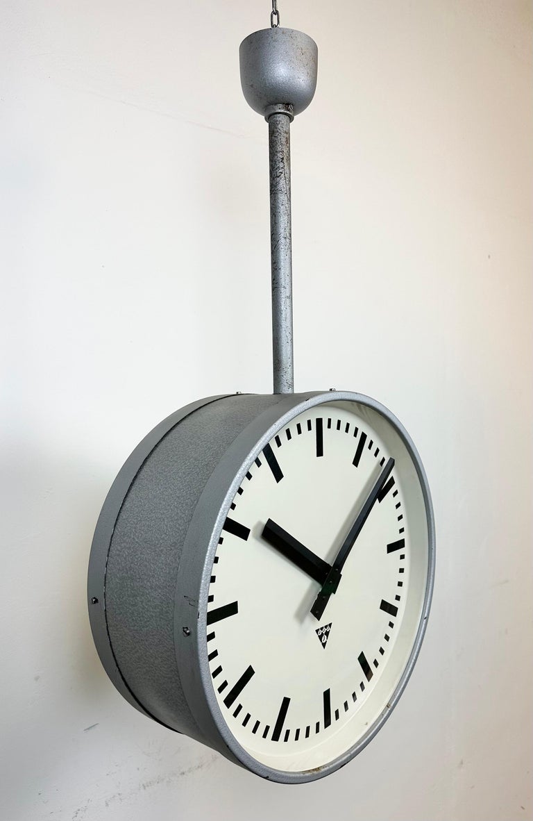 Large Industrial Double Sided Railway or Factory Clock from Pragotron ...