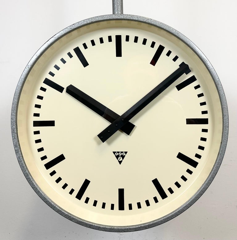 Large Industrial Double Sided Railway or Factory Clock from Pragotron ...