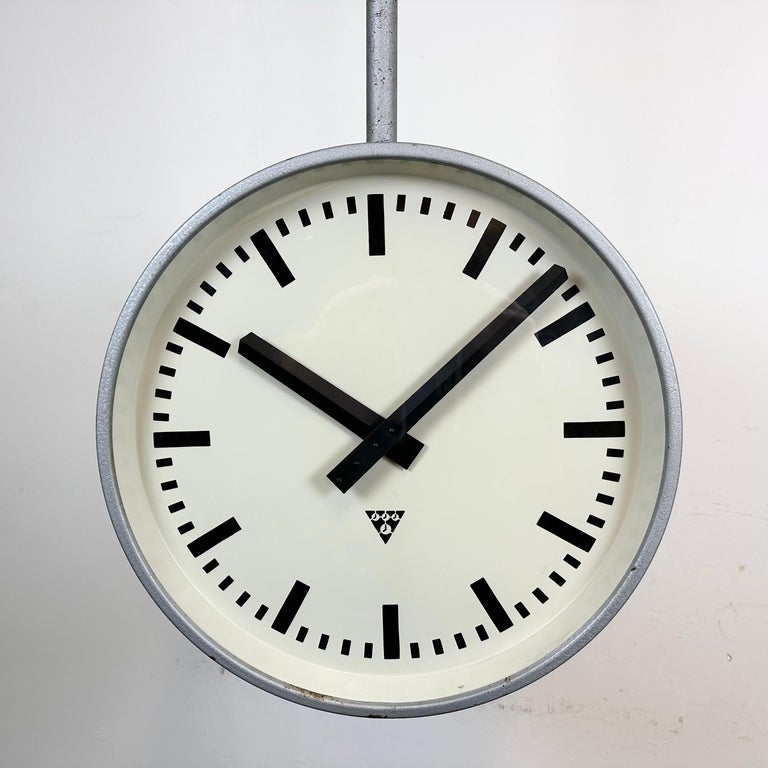 Large Industrial Double Sided Railway or Factory Clock from Pragotron ...