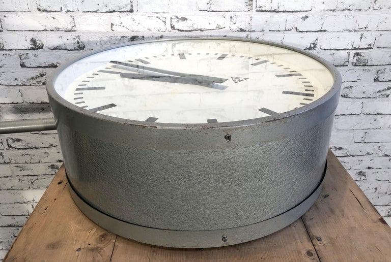 Large Industrial Double Sided Railway or Factory Clock from Pragotron ...