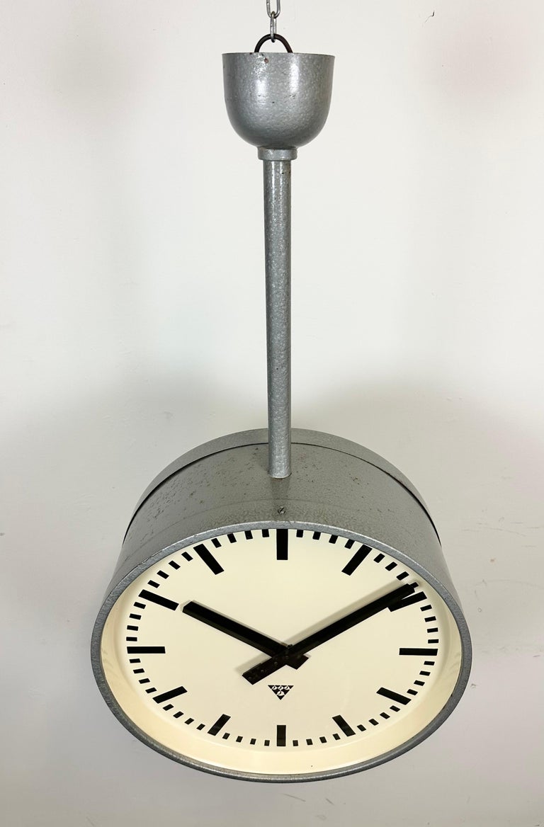 Large Industrial Double Sided Railway or Factory Clock from Pragotron ...