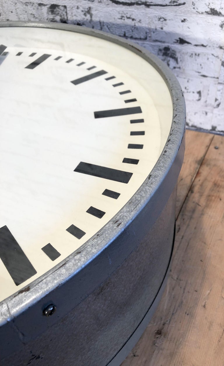 Large Industrial Double Sided Railway or Factory Clock from Pragotron ...