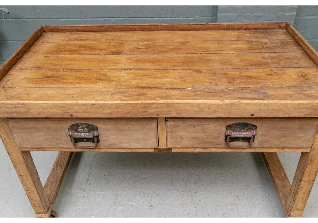 Large Industrial Era Work Table in Original Condition For Sale at 1stDibs