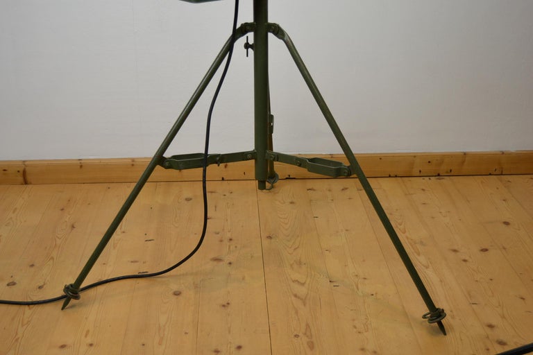 Large Industrial Floor Lamp, Military Spotlight, Army Green Painted ...