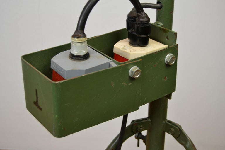 Large Industrial Floor Lamp, Military Spotlight, Army Green Painted ...