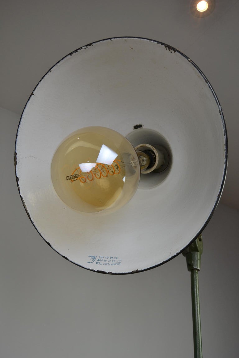 Large Industrial Floor Lamp, Military Spotlight, Army Green Painted ...