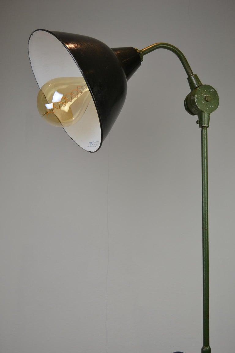 Large Industrial Floor Lamp, Military Spotlight, Army Green Painted ...