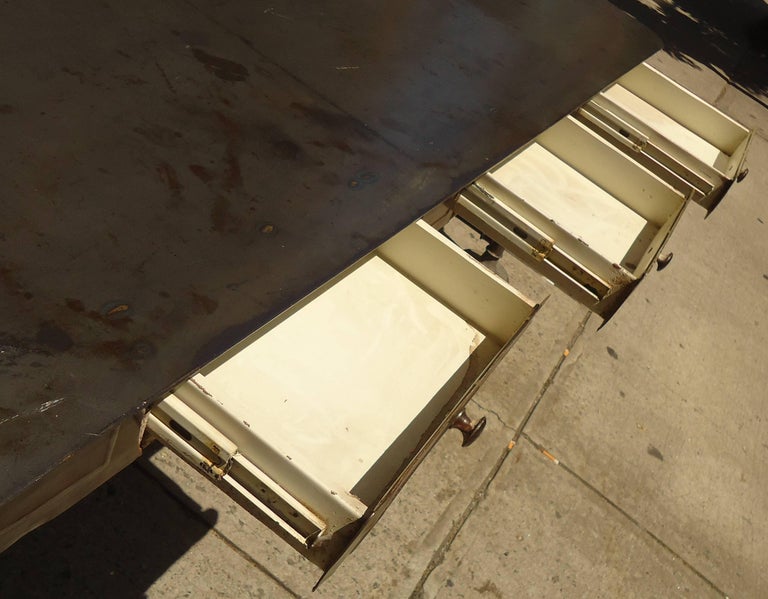 Large Industrial Metal Desk For Sale at 1stDibs | large metal desk ...