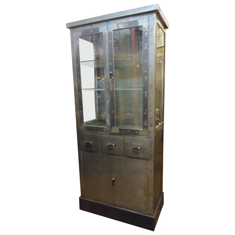 Large Industrial Metal Display Cabinet For Sale at 1stDibs
