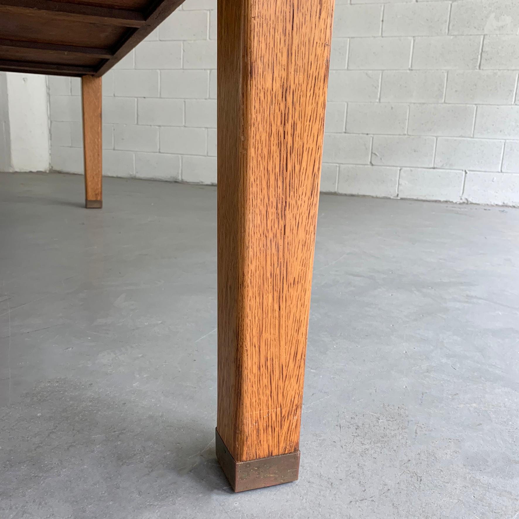 Large Industrial Oak Library Work Dining Table at 1stDibs