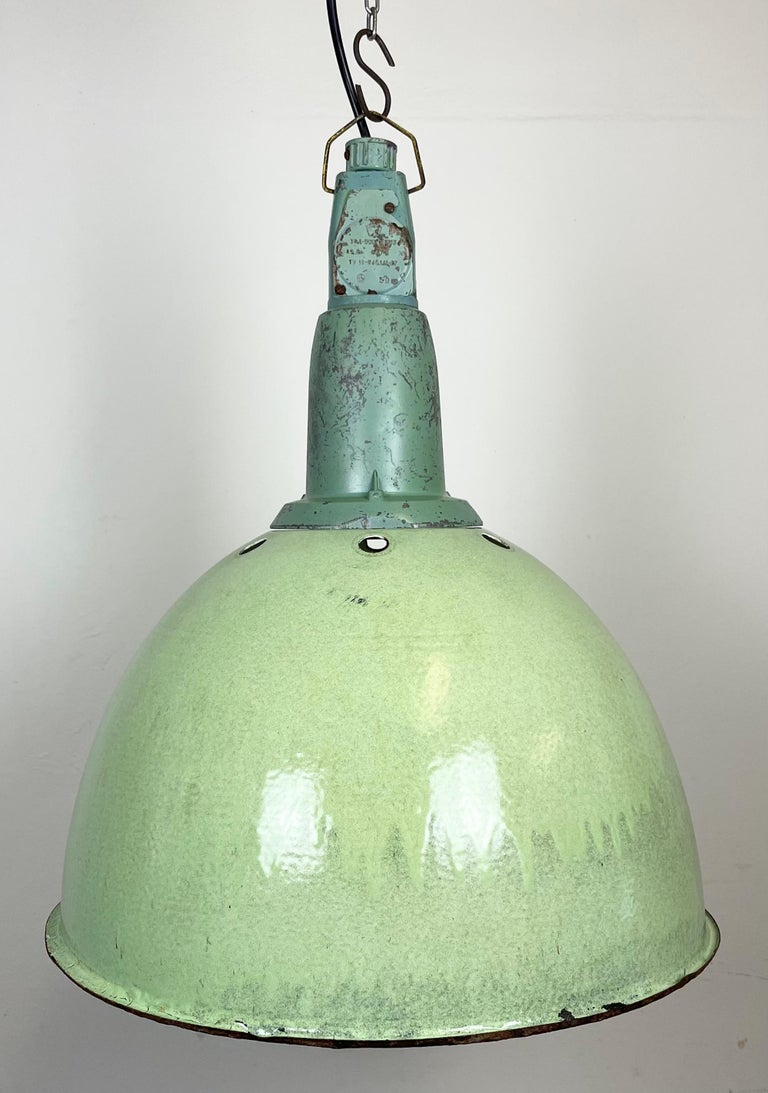 Large Industrial Soviet Green Enamel Pendant Light, 1960s For Sale at ...