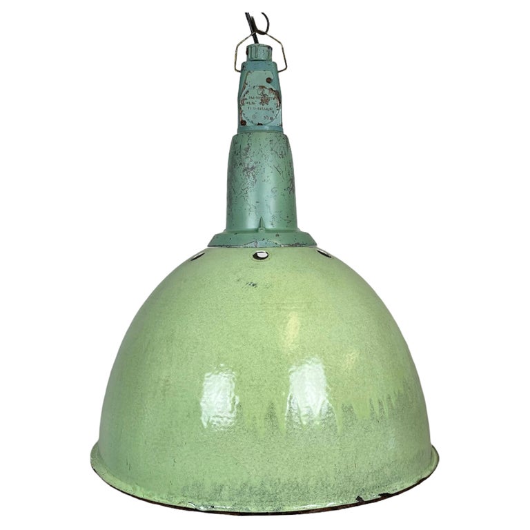 Large Industrial Soviet Green Enamel Pendant Light, 1960s For Sale at ...