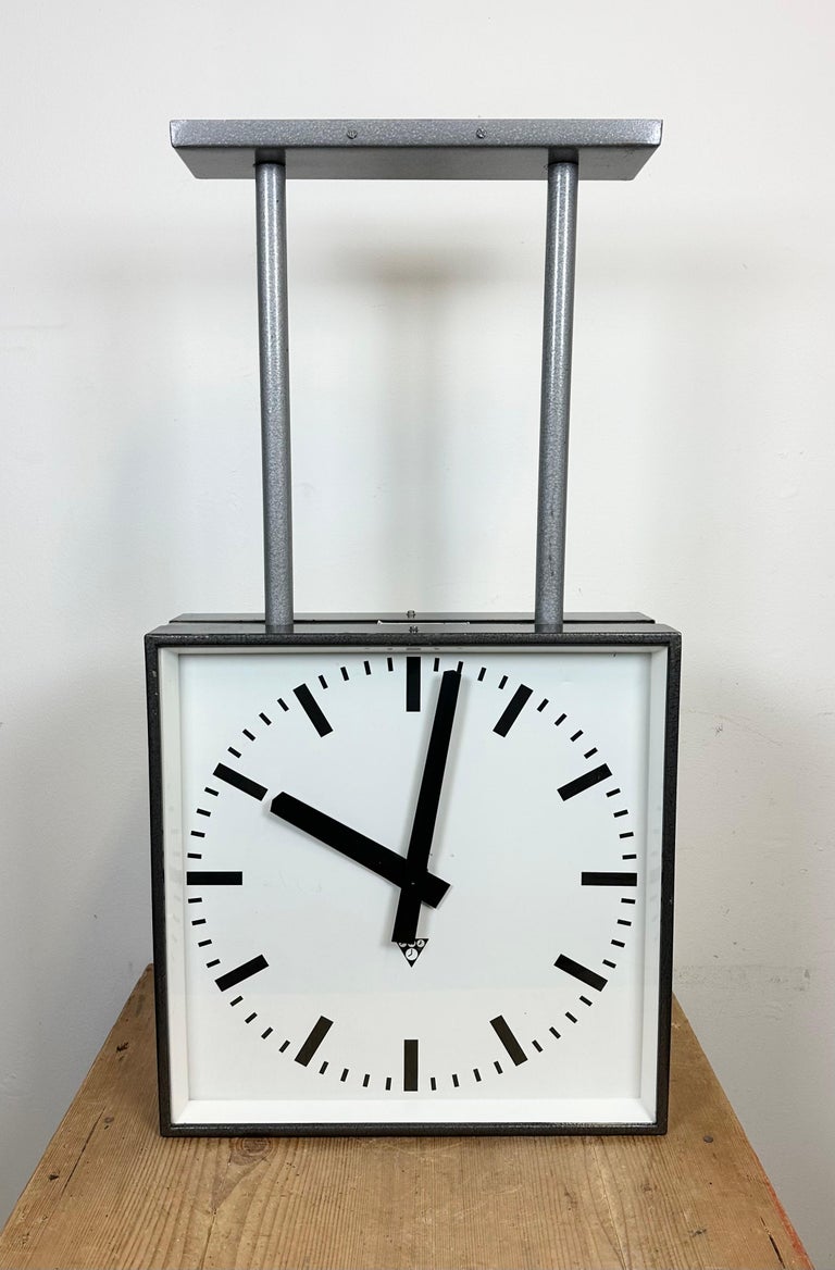Large Industrial Square Double Sided Factory Ceiling Clock from ...
