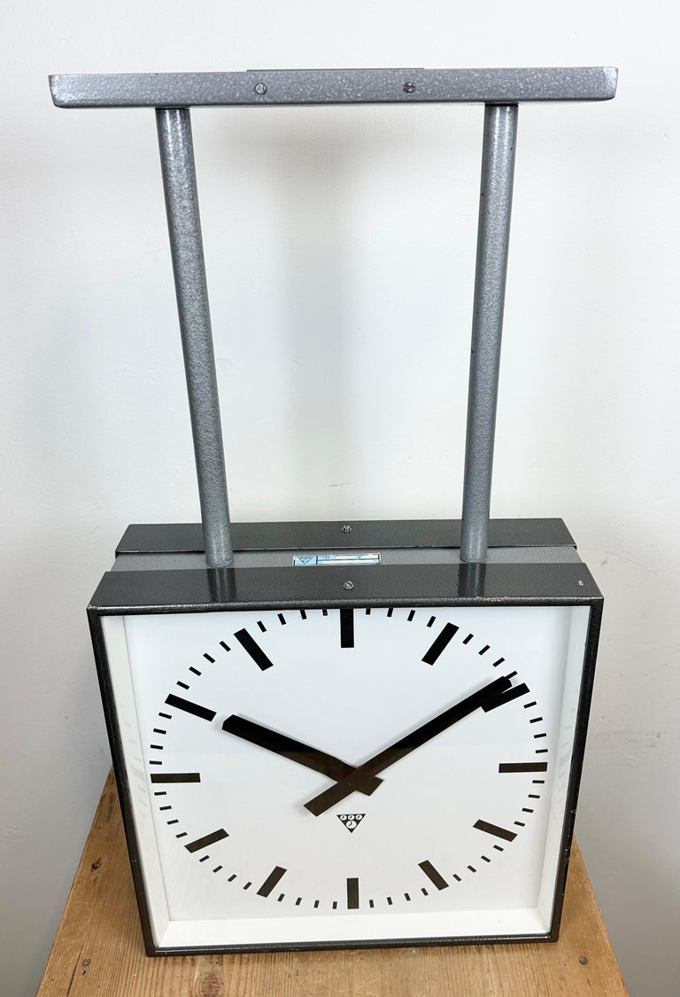 Large Industrial Square Double Sided Factory Ceiling Clock from ...