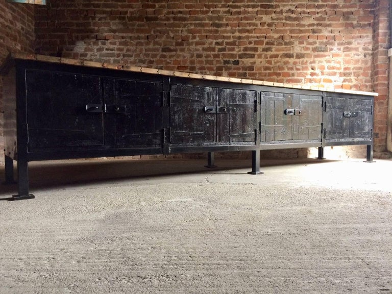 Large Industrial Steel Workbench Sideboard Loft Style No. 1 of Pair at ...