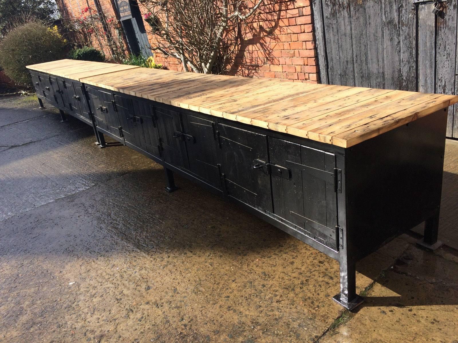 Large Industrial Steel Workbench Sideboard Loft Style No. 2 of Pair at ...