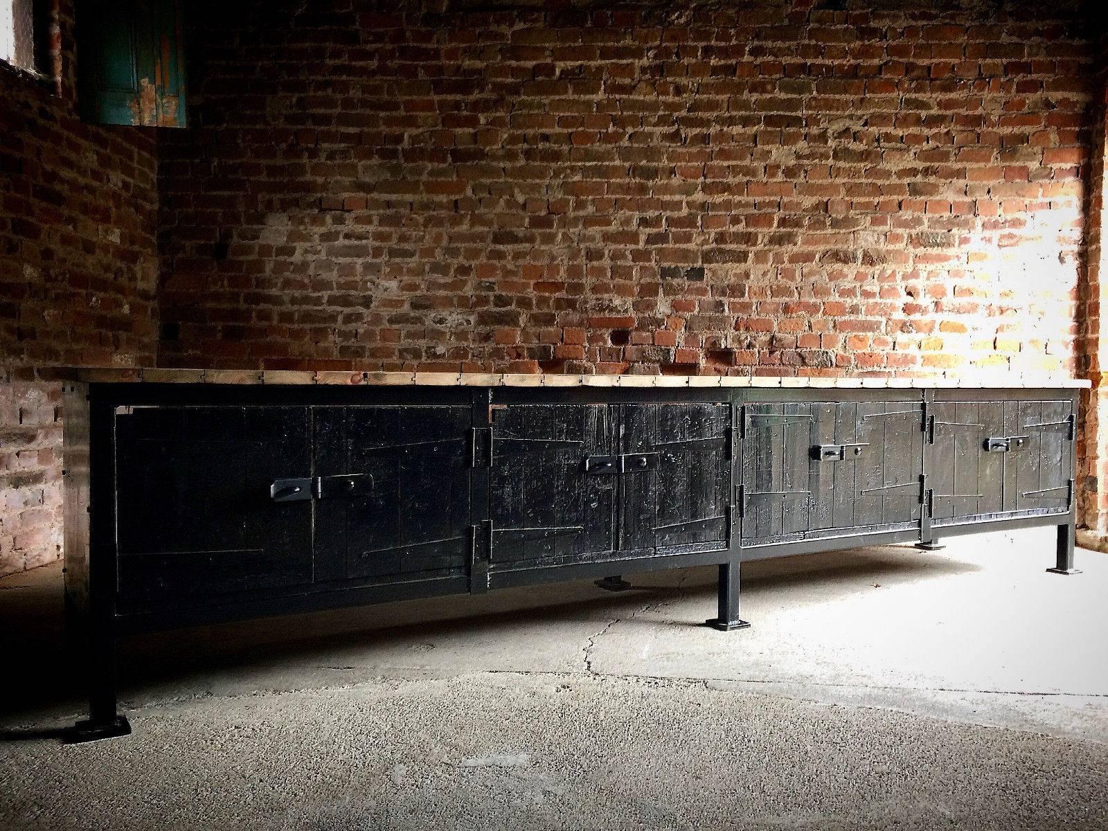 Large Industrial Steel Workbench Sideboard Loft Style No. 2 of Pair at ...