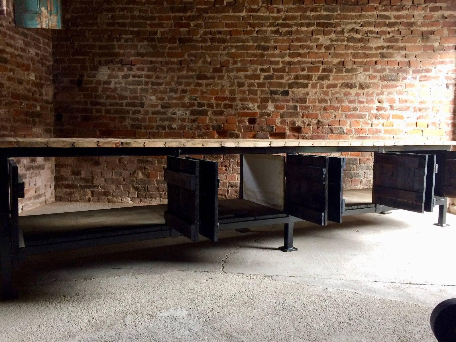 Large Industrial Steel Workbench Sideboard Loft Style No. 2 of Pair at ...