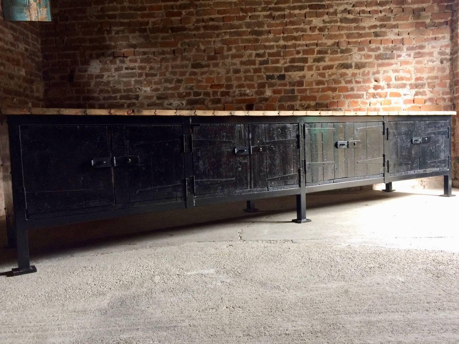 Large Industrial Steel Workbench Sideboard Loft Style No. 2 of Pair at ...