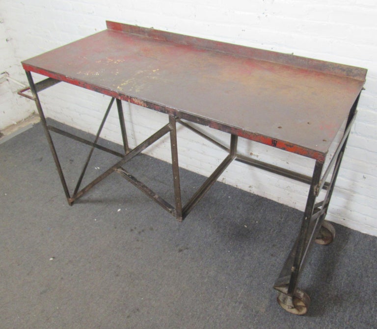 Large Industrial Work Table For Sale at 1stDibs