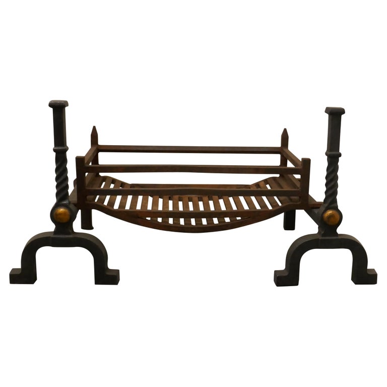 Large Inglenook Fire Grate with Andirons at 1stDibs