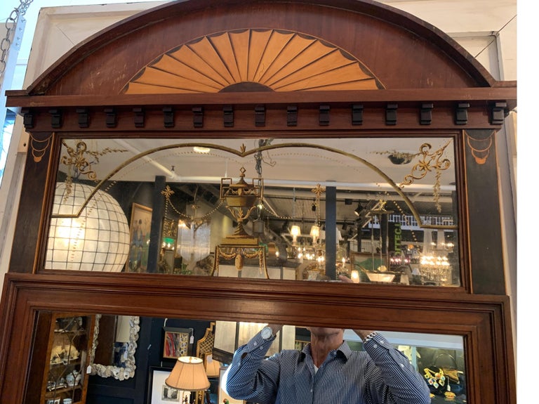 Large Inlaid Mahogany Mirror For Sale at 1stdibs