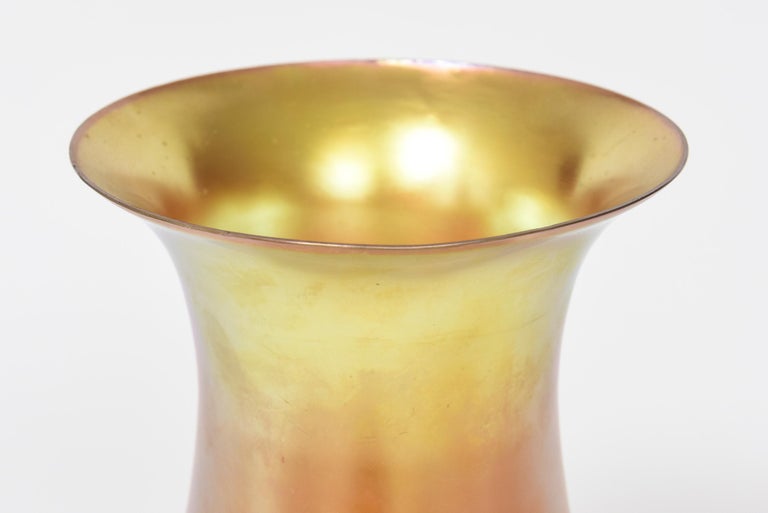 Large Iridescent Art Deco Footed Myra Art Glass Vase Attributed to WMF ...