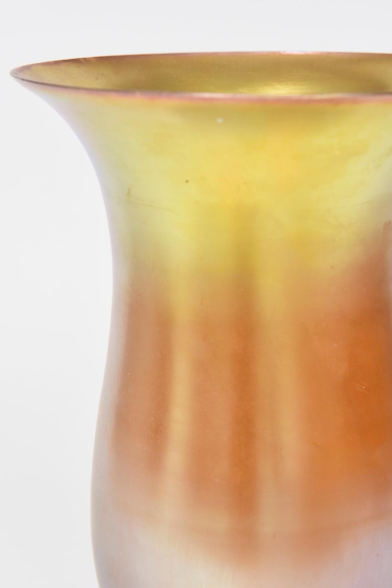 Large Iridescent Art Deco Footed Myra Art Glass Vase Attributed to WMF ...